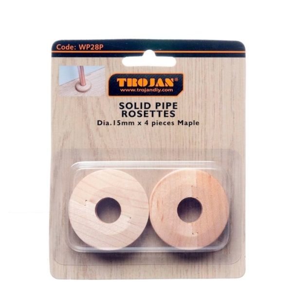 Trojan Solid Pipe Rosettes 15mm Split - (4) Maple | DS Supplies