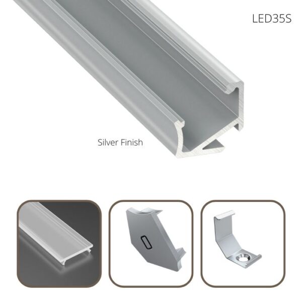 LED Corner mounted Profile Silver 2m | DS Supplies